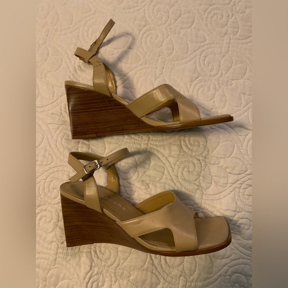 Apostrophe | Shoes | Apostrophe Leather Nude Alexia Square Toe Wedges ...